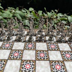 Gold Silver Metal Chess Pieces W\ Handmade Chess Set - Ancient Rome ...