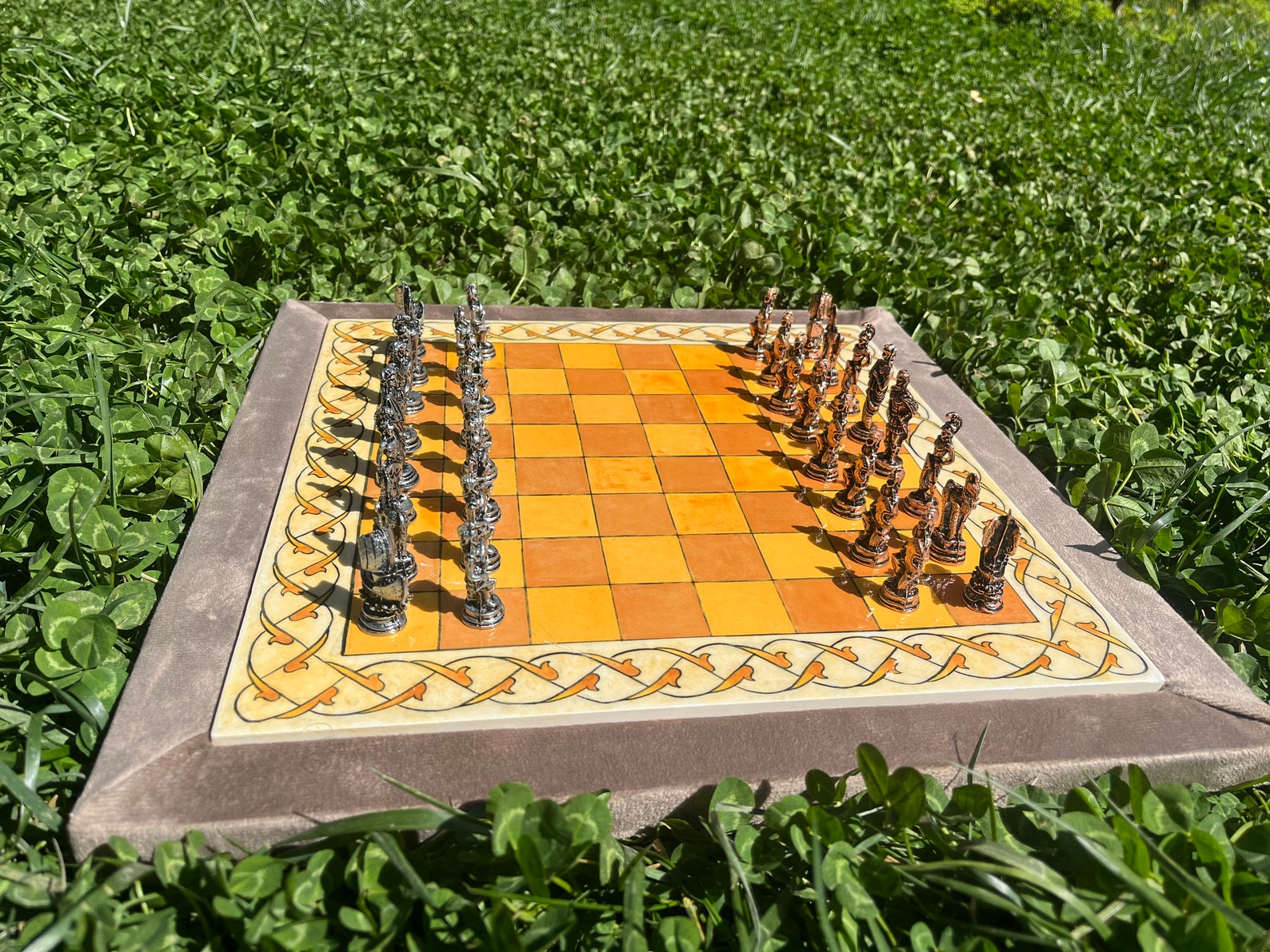 Handmade Chess Set W Tiled Chessboard Ceramic Chessboard | Etsy
