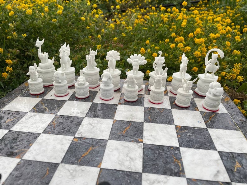 Pokemon Chess Set W\ Pokemon Pieces With Board - Handmade 3D Chess Set ...
