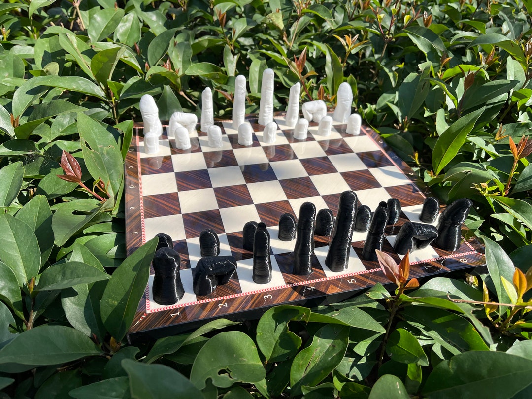 Finger Chess Set W Human Body Chess Pieces Unique Chess Wooden ...