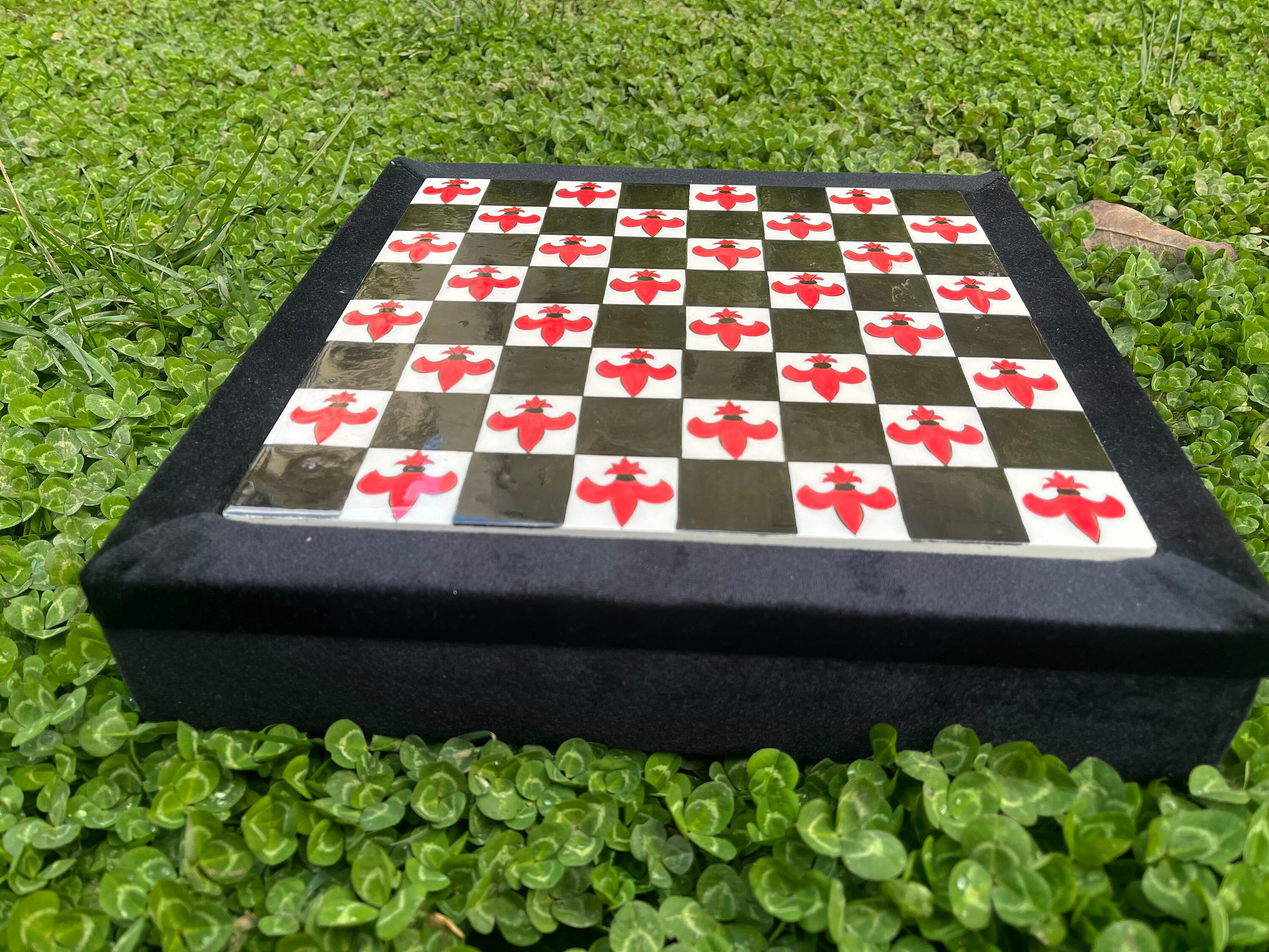 Chess Box W Handmade Chess Set Tile Art Chess Tiled - Etsy