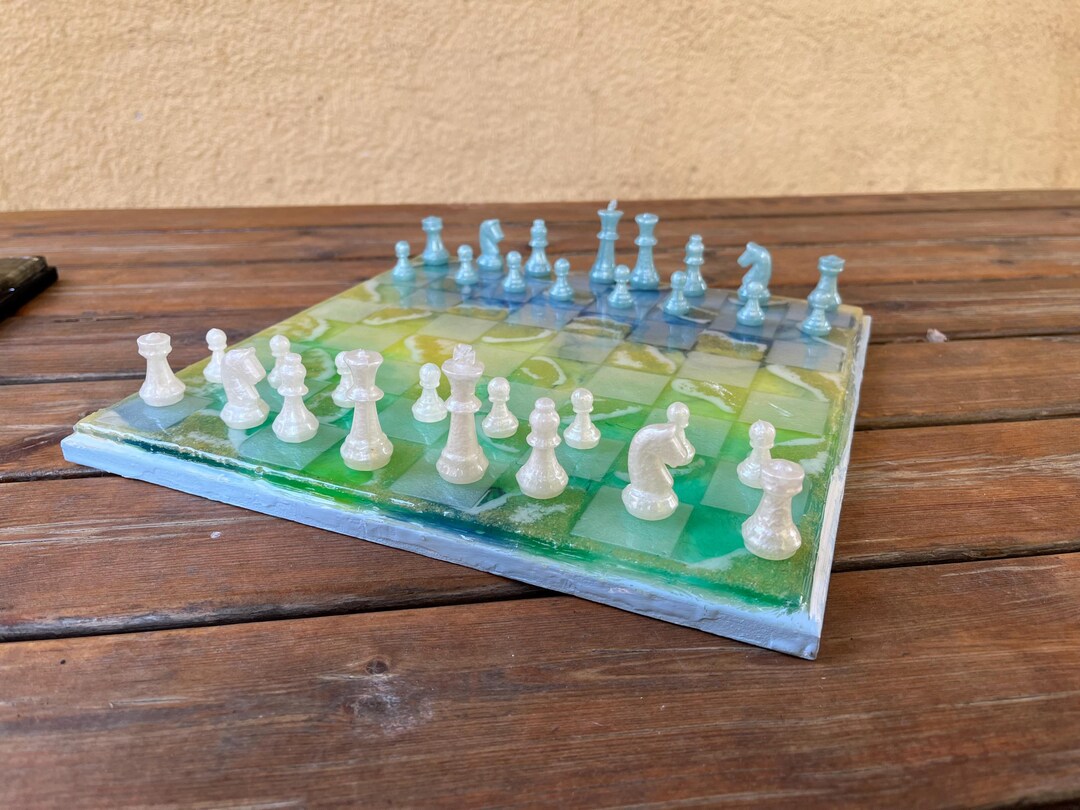 Customizable Resin Chess Set: Colorful Handmade Epoxy Board - Etsy
