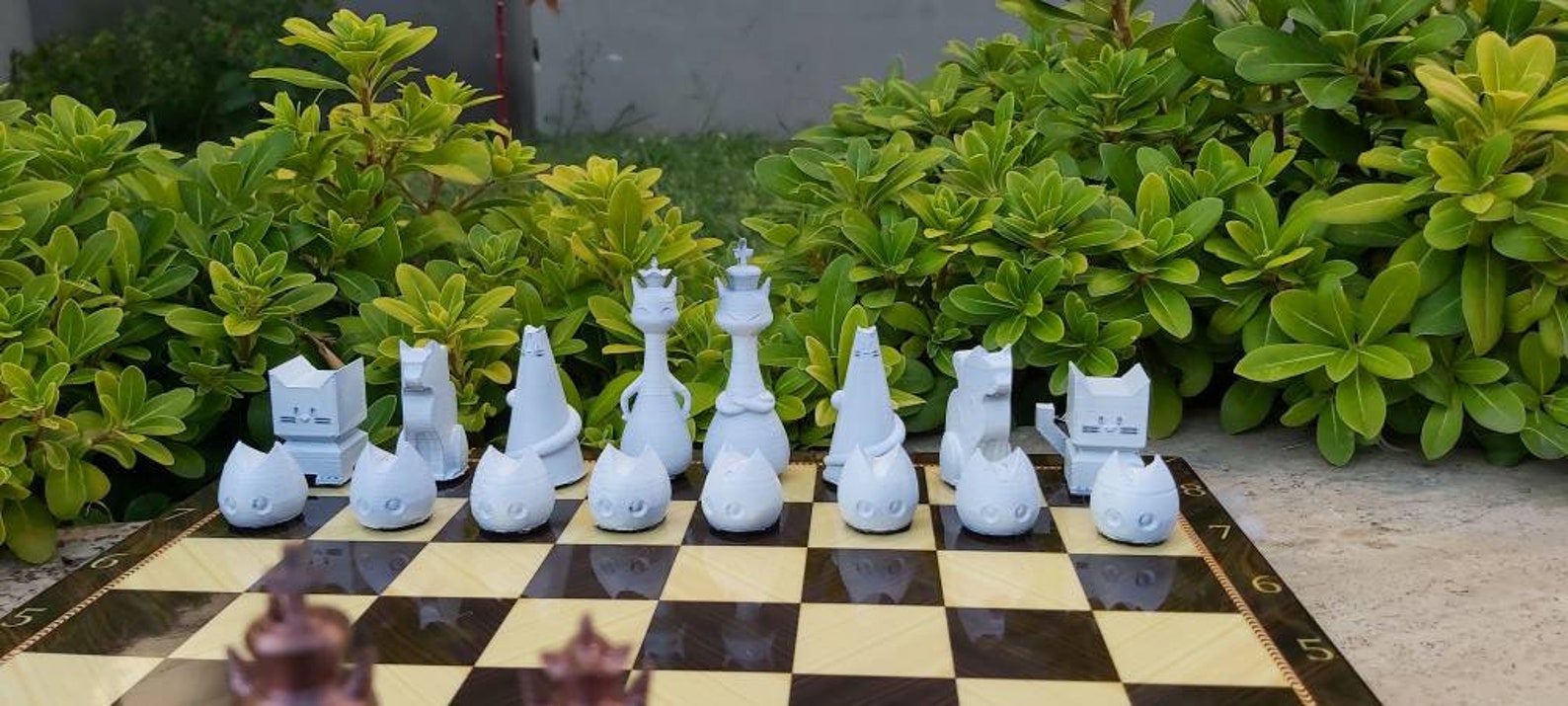 Cat Chess Set W Cat Pieces With Board Handmade 3D Chess Set - Etsy
