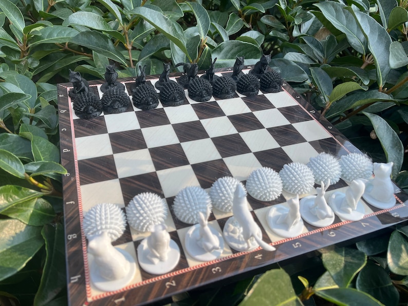 Animal Chess Set: Handmade Wooden Board With 3D Figures - Etsy