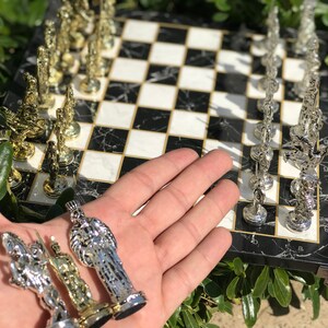 Swords Chess Set W/ Board, Historical Figures, Marble Patterned Board ...