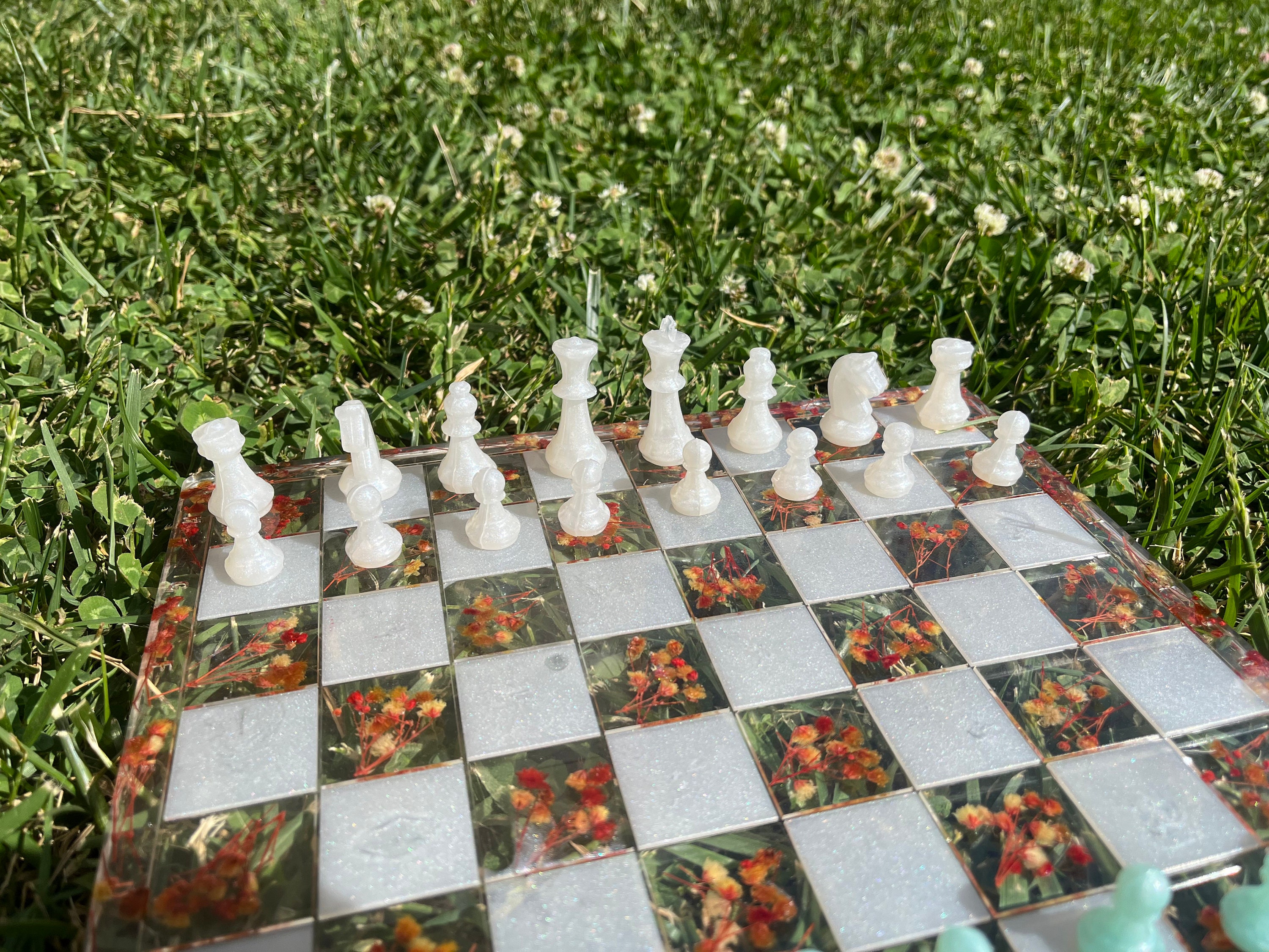 Epoxy Chess Set W Resin Chessboard Handmade Epoxy | Etsy