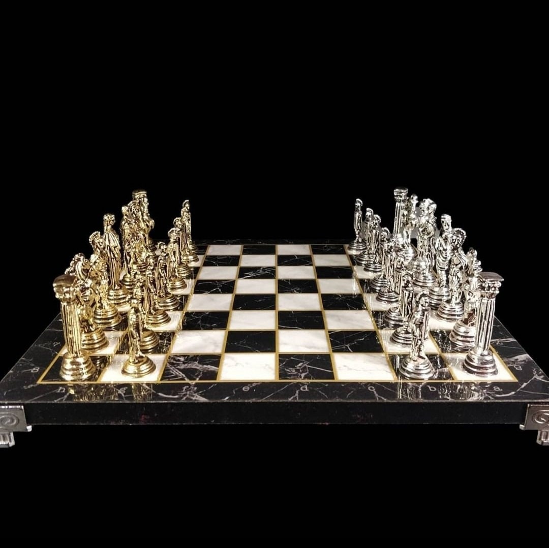 Handmade Chess Set W Shield Pawn Chess Figure Metal Chess - Etsy