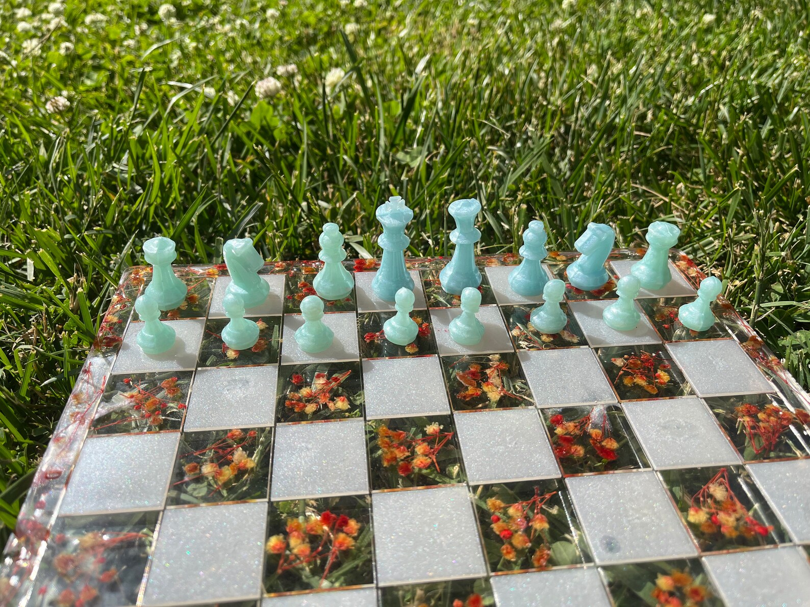 Epoxy Chess Set W Resin Chessboard Handmade Epoxy - Etsy