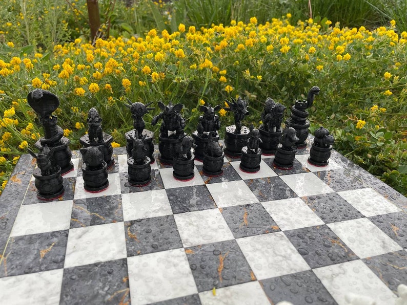Pokemon Chess Set W Pokemon Pieces With Board Handmade 3D - Etsy