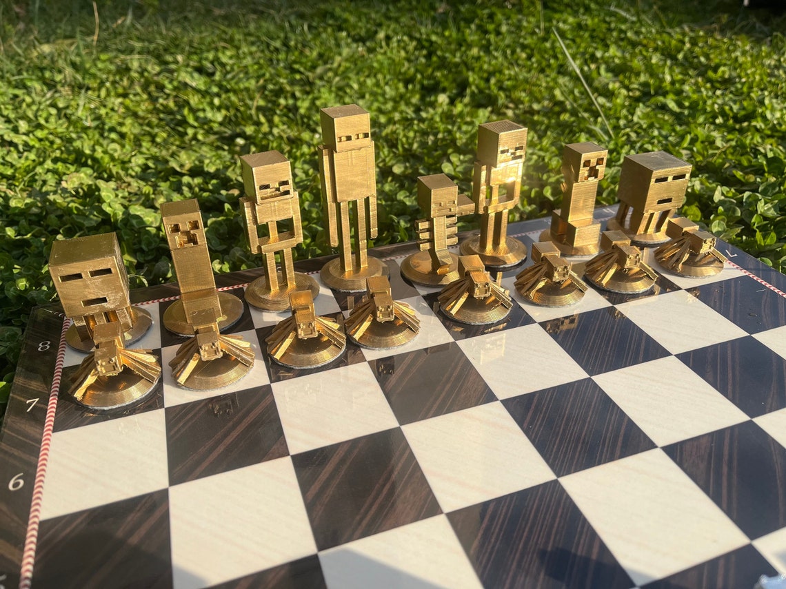Minecraft Chess Set W Minecraft Pieces With Board Handmade - Etsy