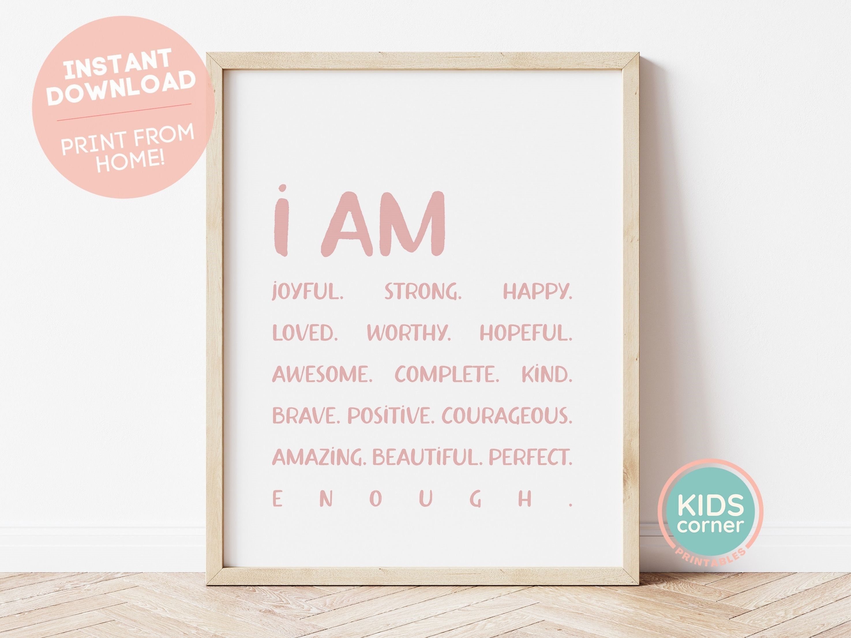 I Am Affirmations Print, I Am Enough, I Am Loved, I Am Brave, I Am ...