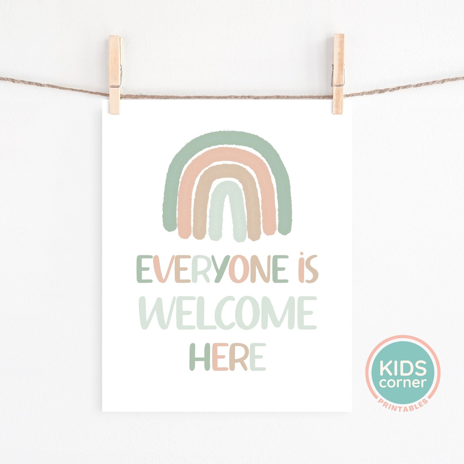 Everyone is Welcome Here Rainbow Print Soft Boho Colors - Etsy