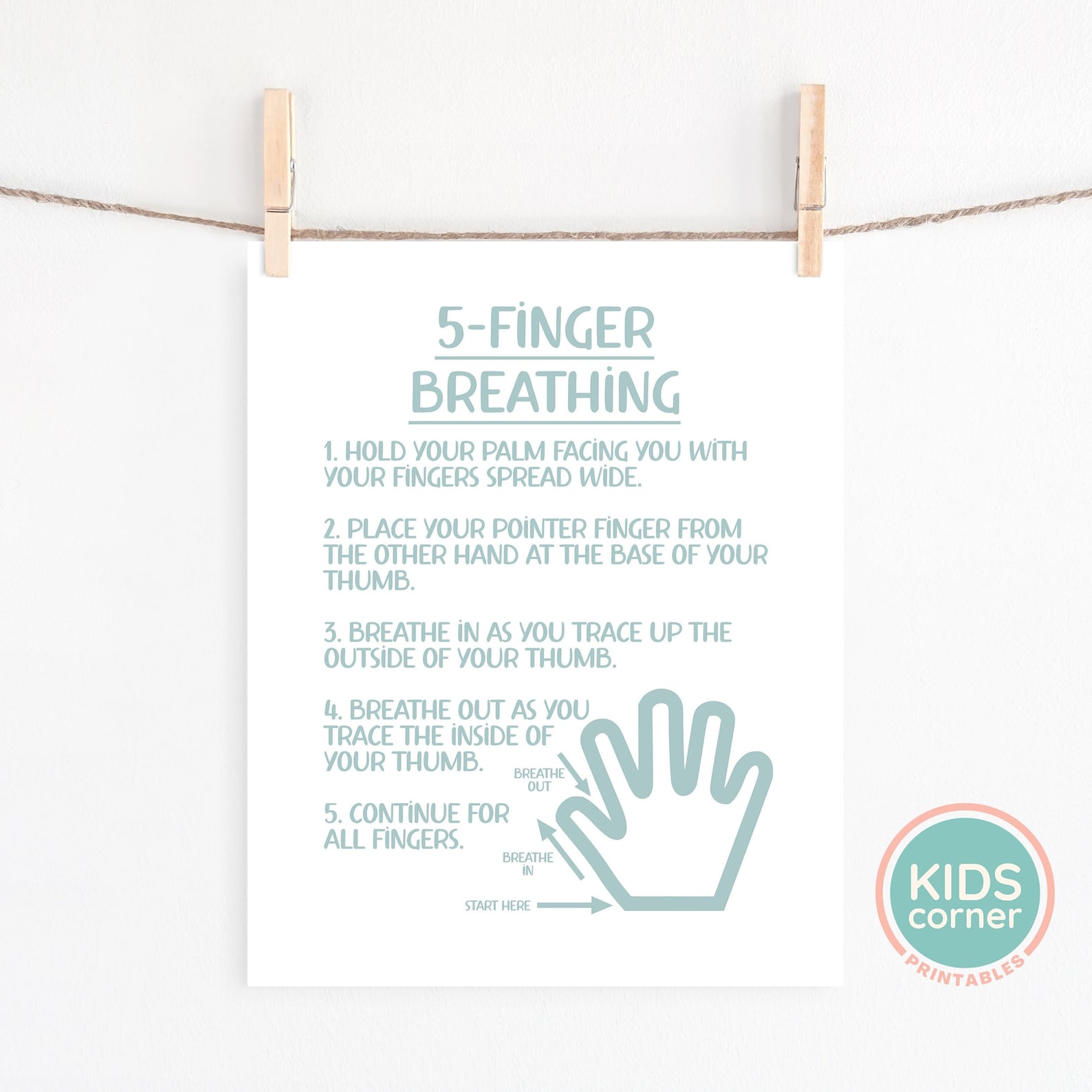 5-finger Breathing Exercise Printable, Mindfulness Exercise Print ...