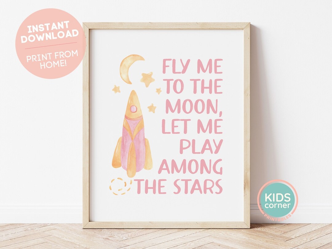 Rocket Ship Print, Fly Me to the Moon, Let Me Play Among the Stars ...