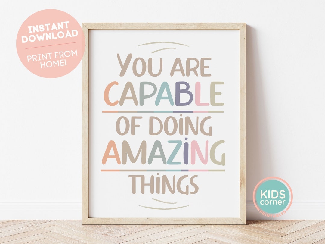 You Are Capable of Doing Amazing Things Print, Boho Word Art Decor ...