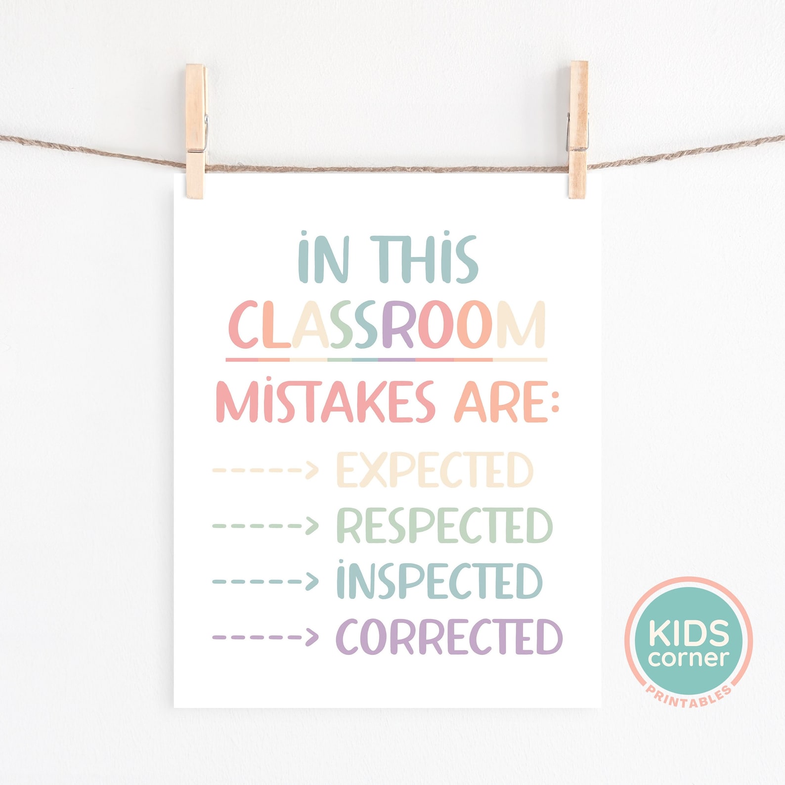 In This Classroom Mistakes Are: Expected Respected Inspected Corrected ...