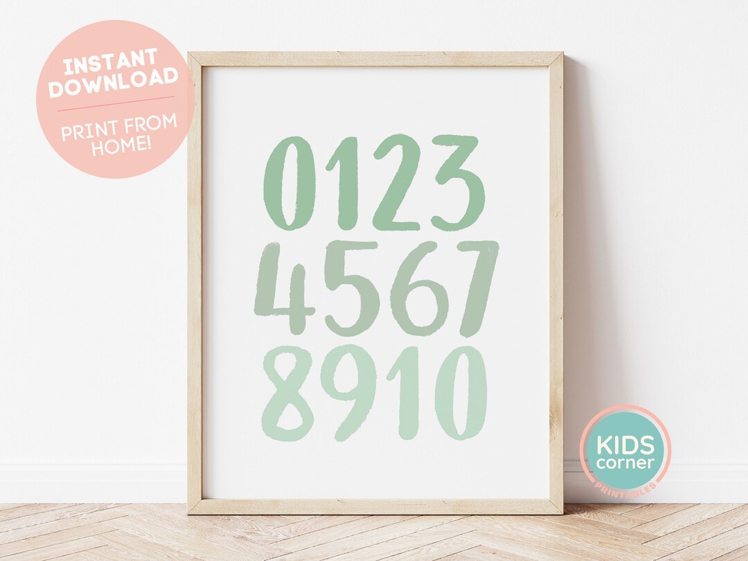 Numbers Printable Wall Art, Nursery Decor Playroom, Number Poster ...