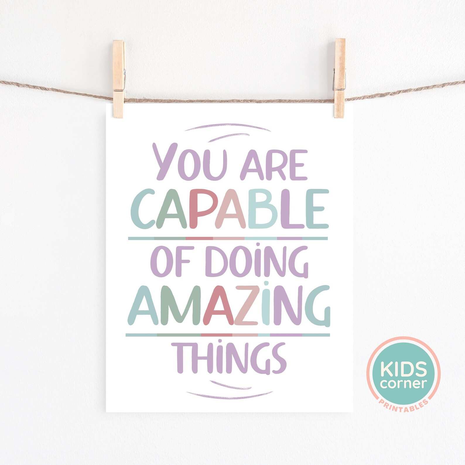 You Are Capable of Doing Amazing Things Print, Rainbow Word Art Decor ...