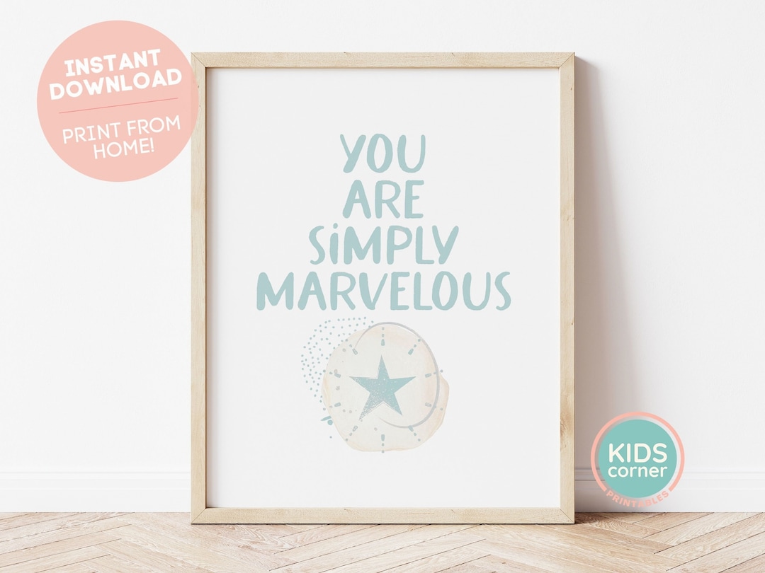 You Are Simply Marvelous Print, Baby Blue Positive Message, Positive ...