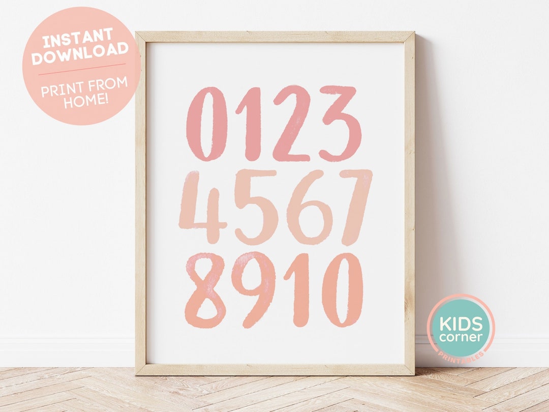 Numbers Printable Wall Art, Nursery Decor Playroom, Number Poster ...