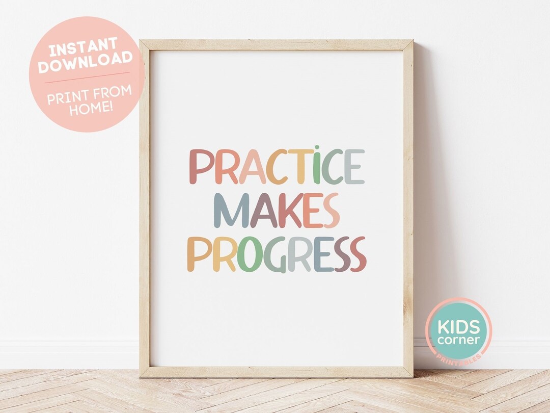 Practice Makes Progress Print, Positive Print, Positive Quote Art ...