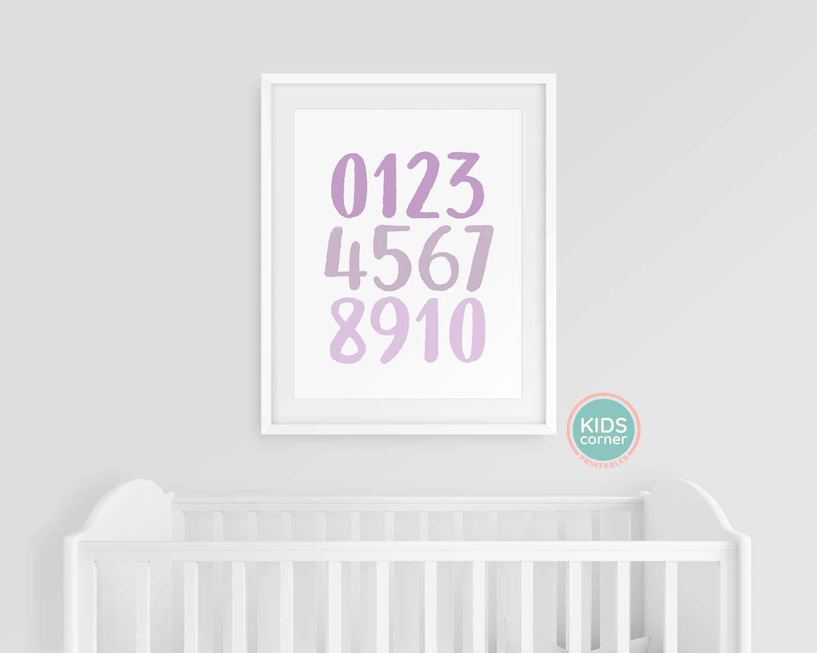 Purple Numbers Printable Wall Art, Nursery Decor Playroom, Lavender ...