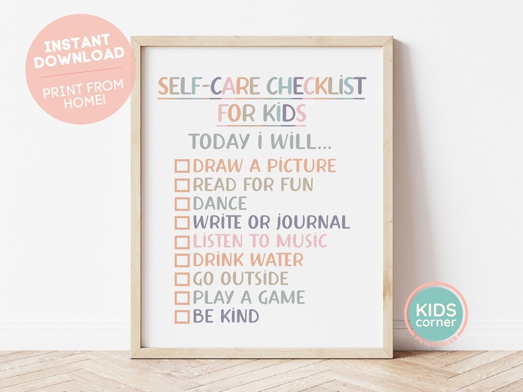 Self-care Checklist for Kids Draw a Picture Read for Fun - Etsy