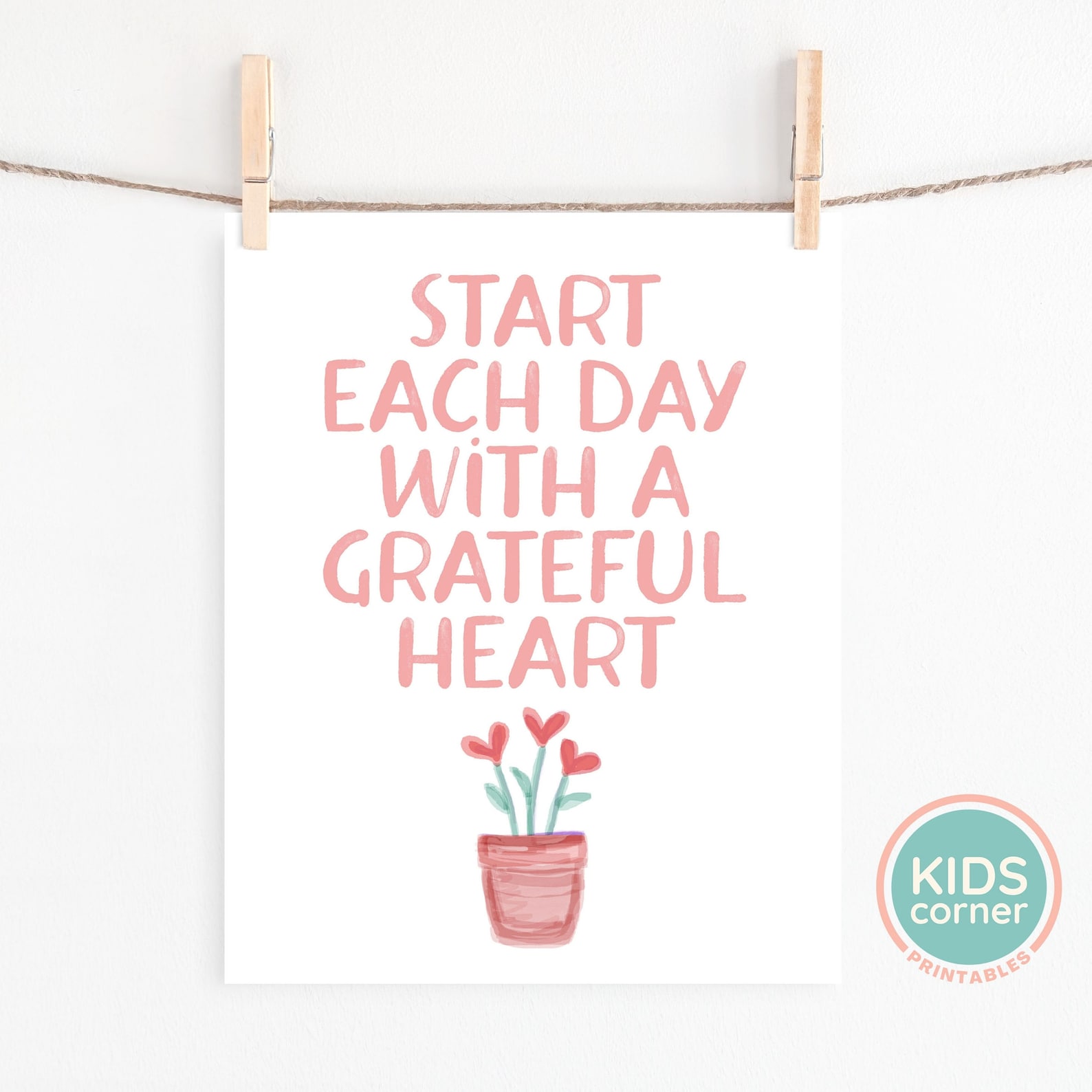 Start Each Day With A Grateful Heart Printable Wall Art - Etsy
