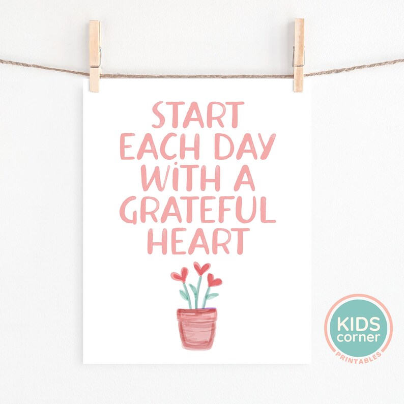 Start Each Day With A Grateful Heart Printable Wall Art | Etsy
