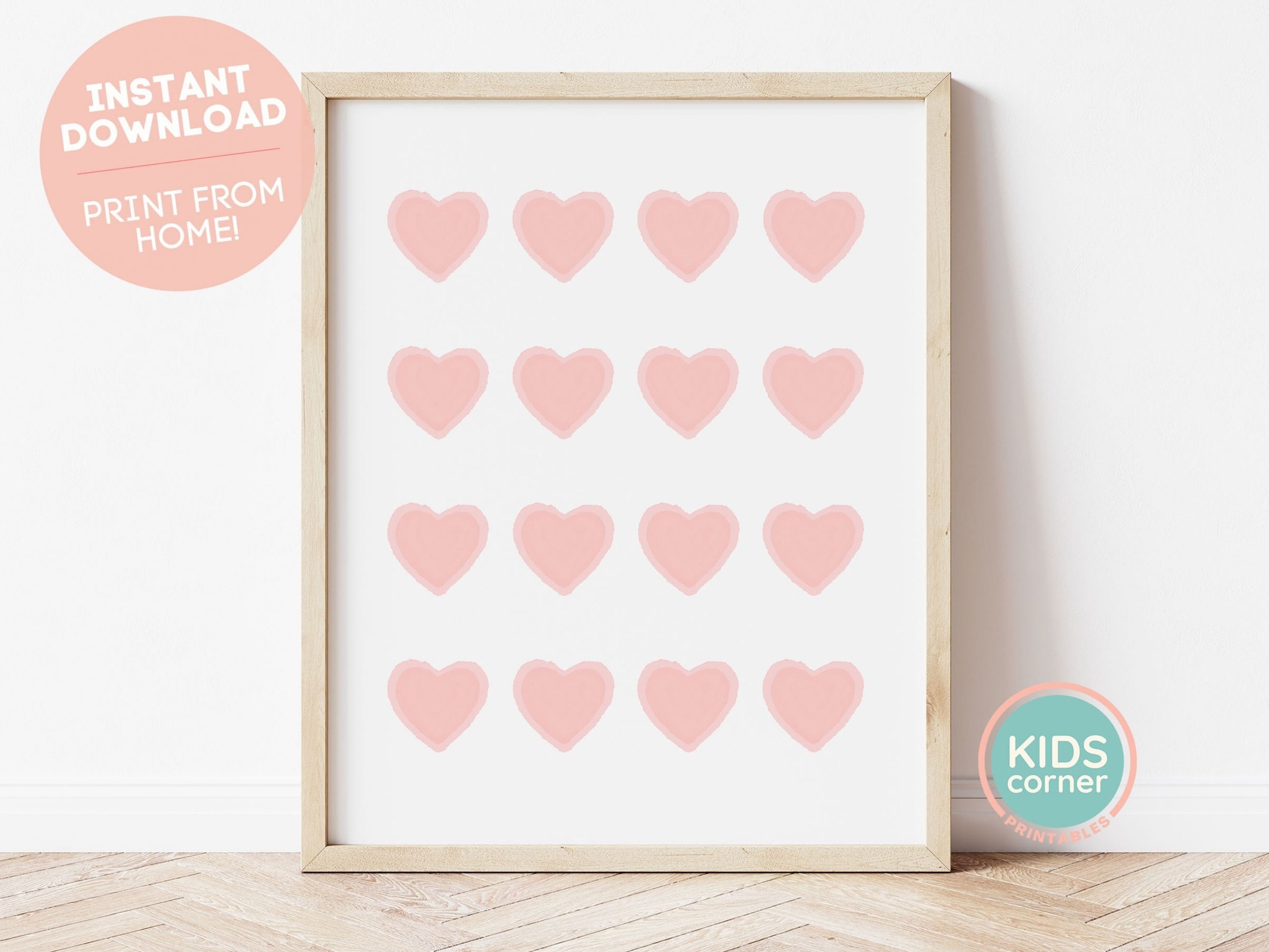 Hearts Printable Wall Art, Nursery Decor Playroom, Valentines Instant ...