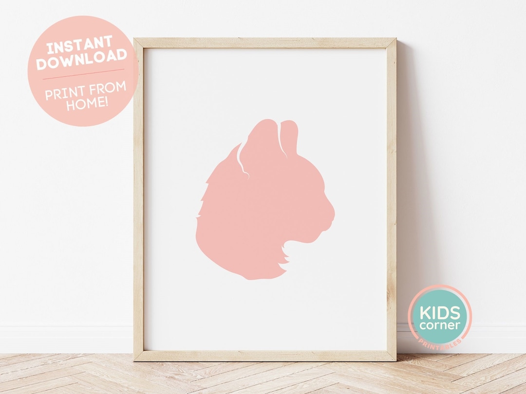 Pink Cat Print, Pink Kitty Poster, Cat Lovers Gift, Cat Poster, Pastel ...