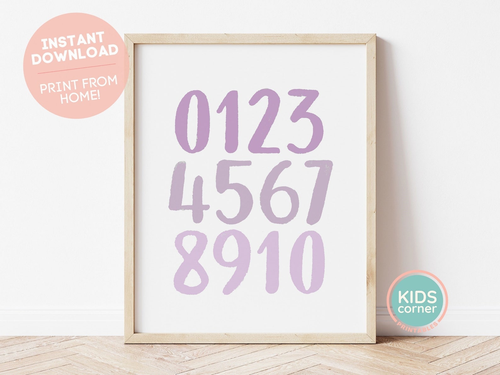 Purple Numbers Printable Wall Art, Nursery Decor Playroom, Lavender ...