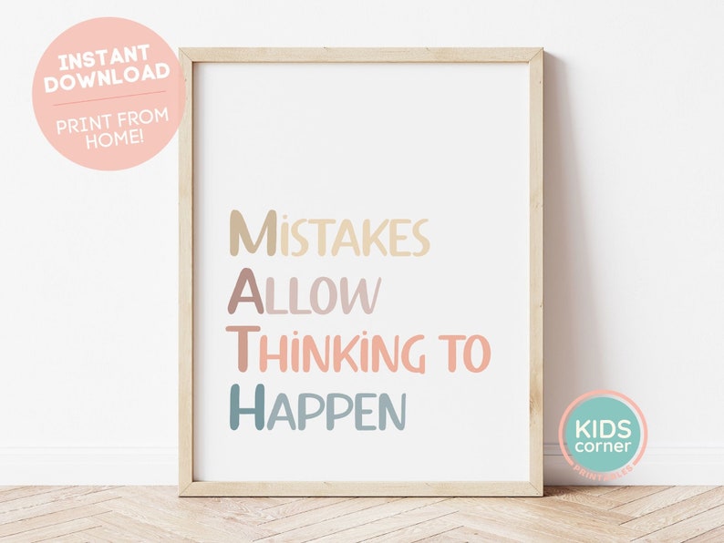 Mistakes Allow Thinking to Happen Print Boho Chic Boho Math - Etsy