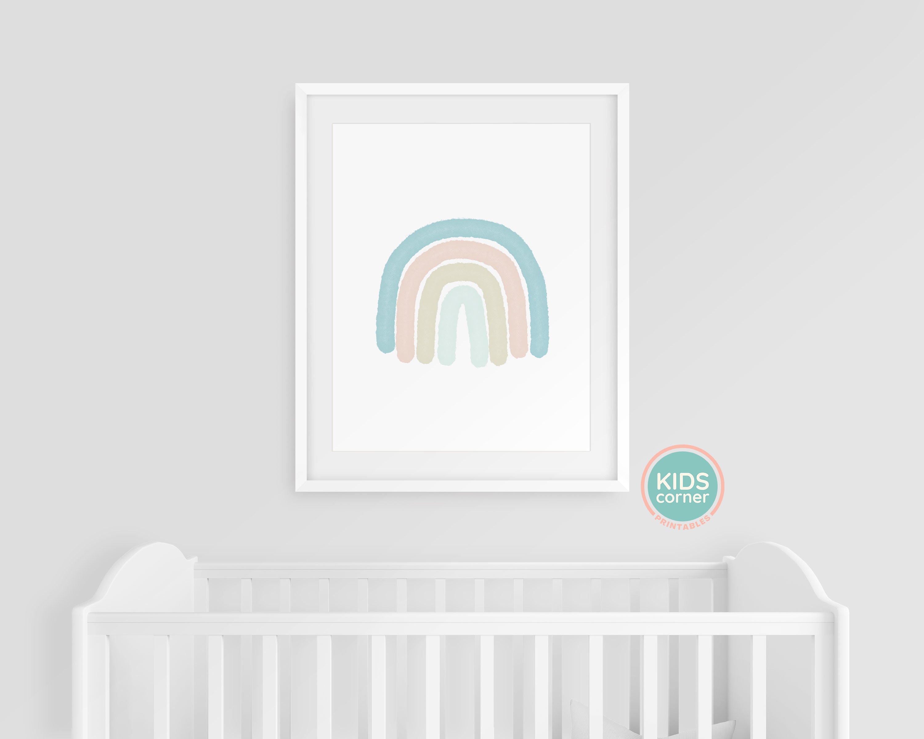 Neutral Rainbow Wall Art, Rainbow Nursery Decor, Instant Download Wall ...
