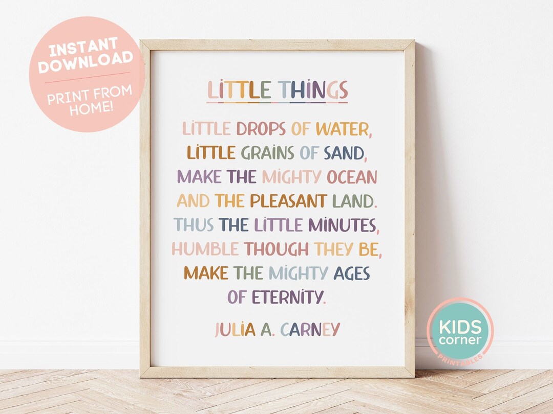 Little Things Print, Water, Sand, Ocean Quote, Julia A. Carney Poem ...