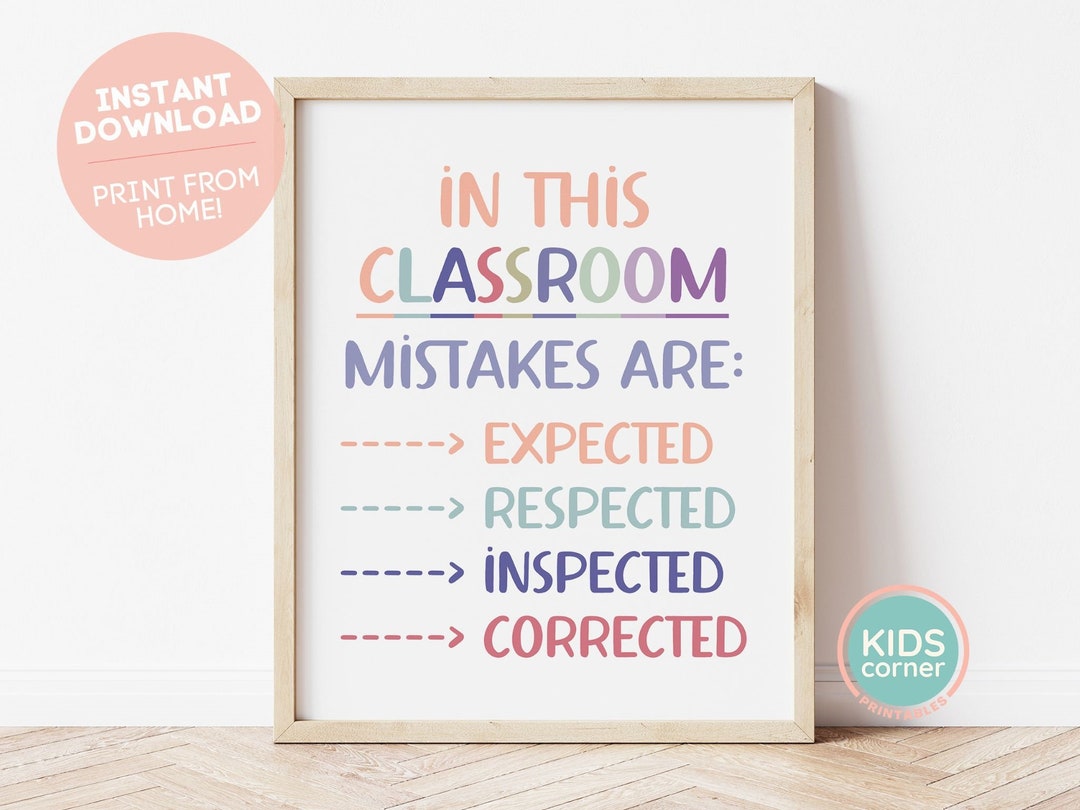 In This Classroom Mistakes Are: Expected Respected Inspected Corrected ...