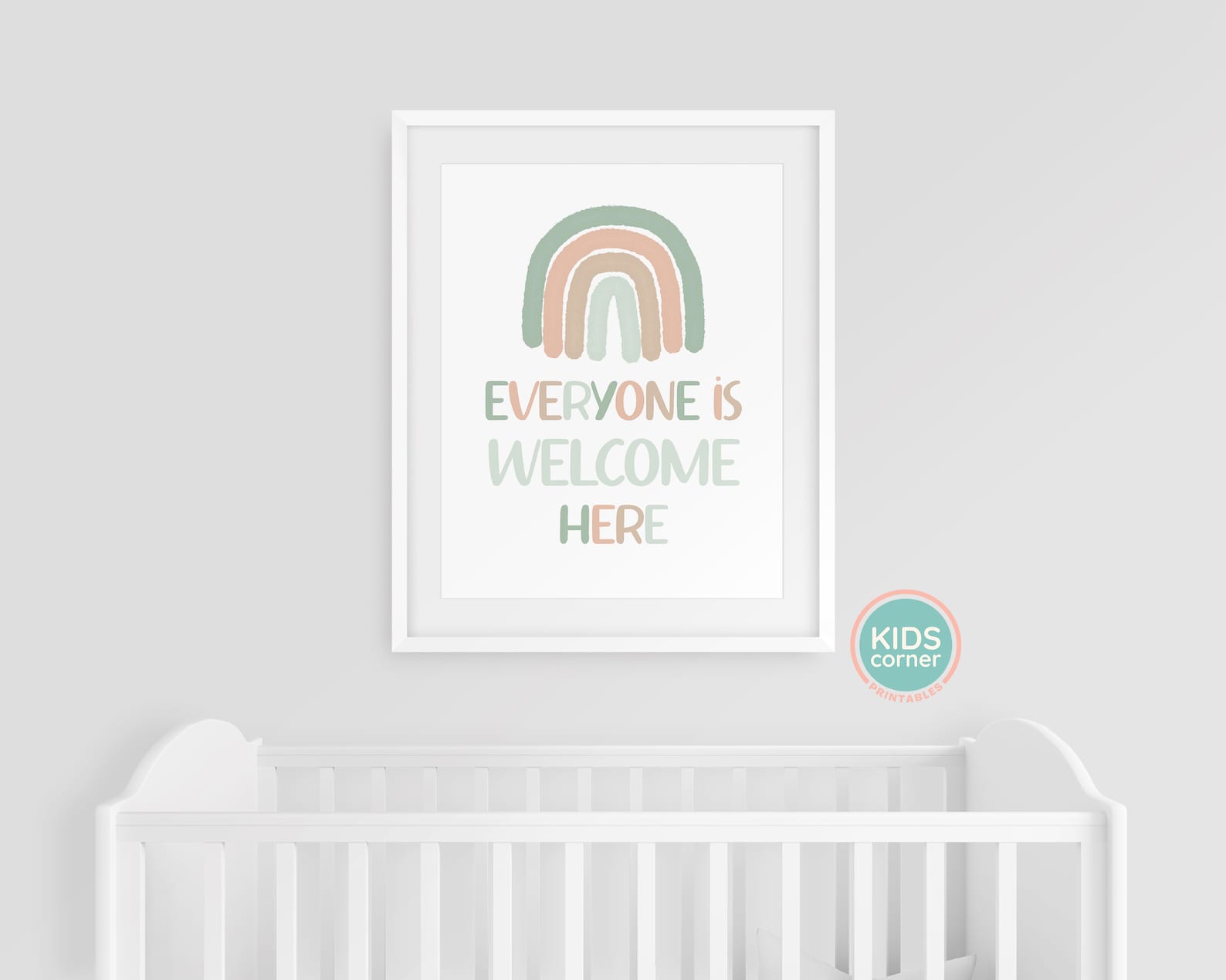 Everyone is Welcome Here Rainbow Print, Soft Boho Colors Printable ...