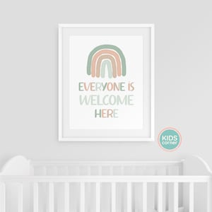 Everyone is Welcome Here Rainbow Print, Soft Boho Colors Printable ...