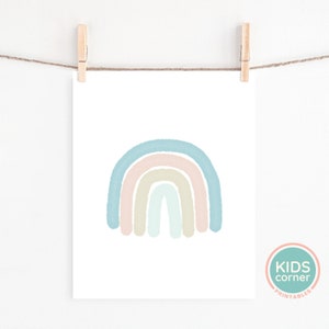 Neutral Rainbow Wall Art, Rainbow Nursery Decor, Instant Download Wall ...