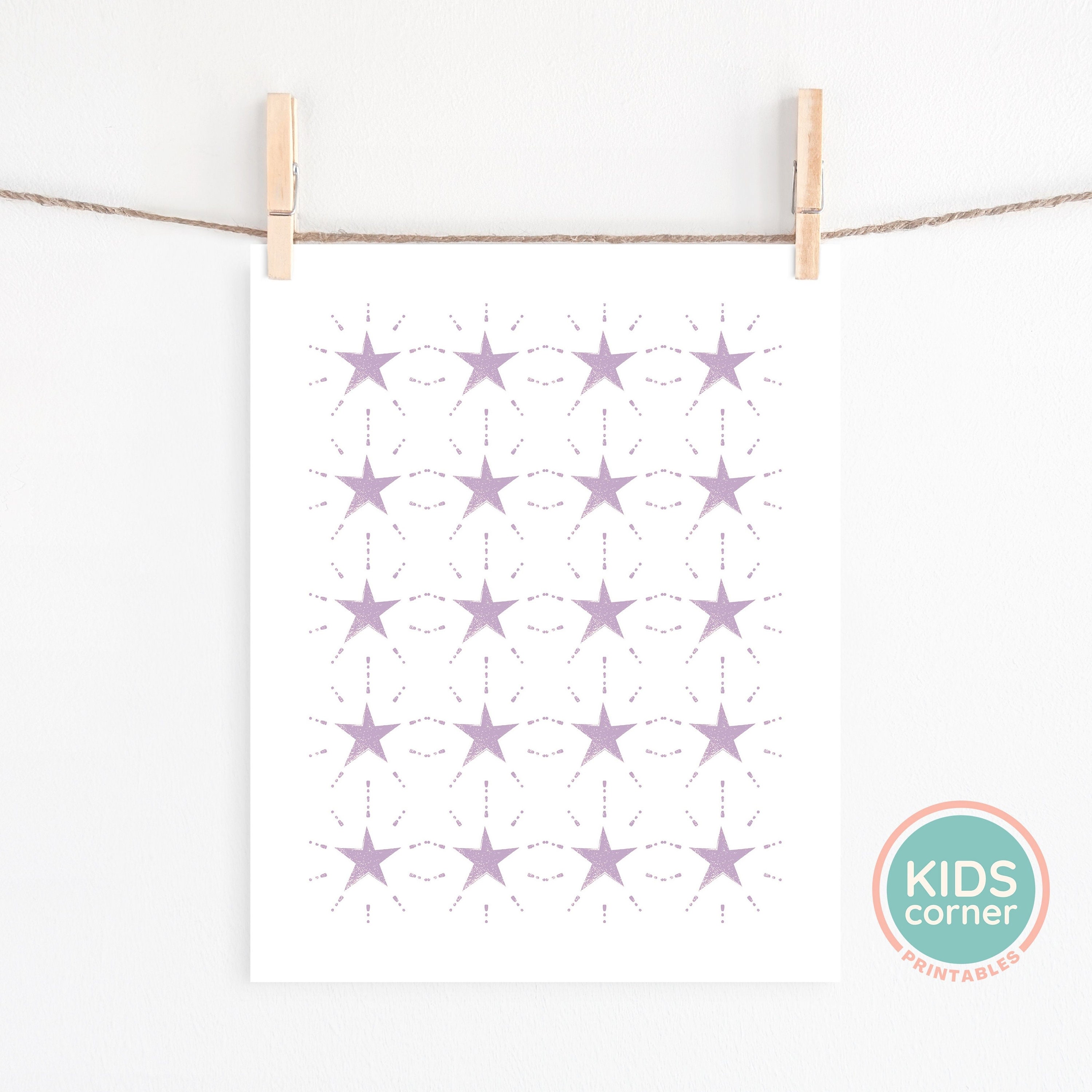 Purple Stars With Sparks Printable Wall Art, Nursery Decor Playroom ...