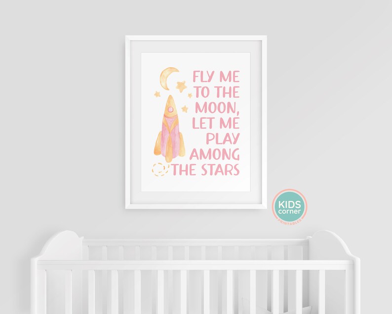 Rocket Ship Print Fly Me to the Moon Let Me Play Among the - Etsy