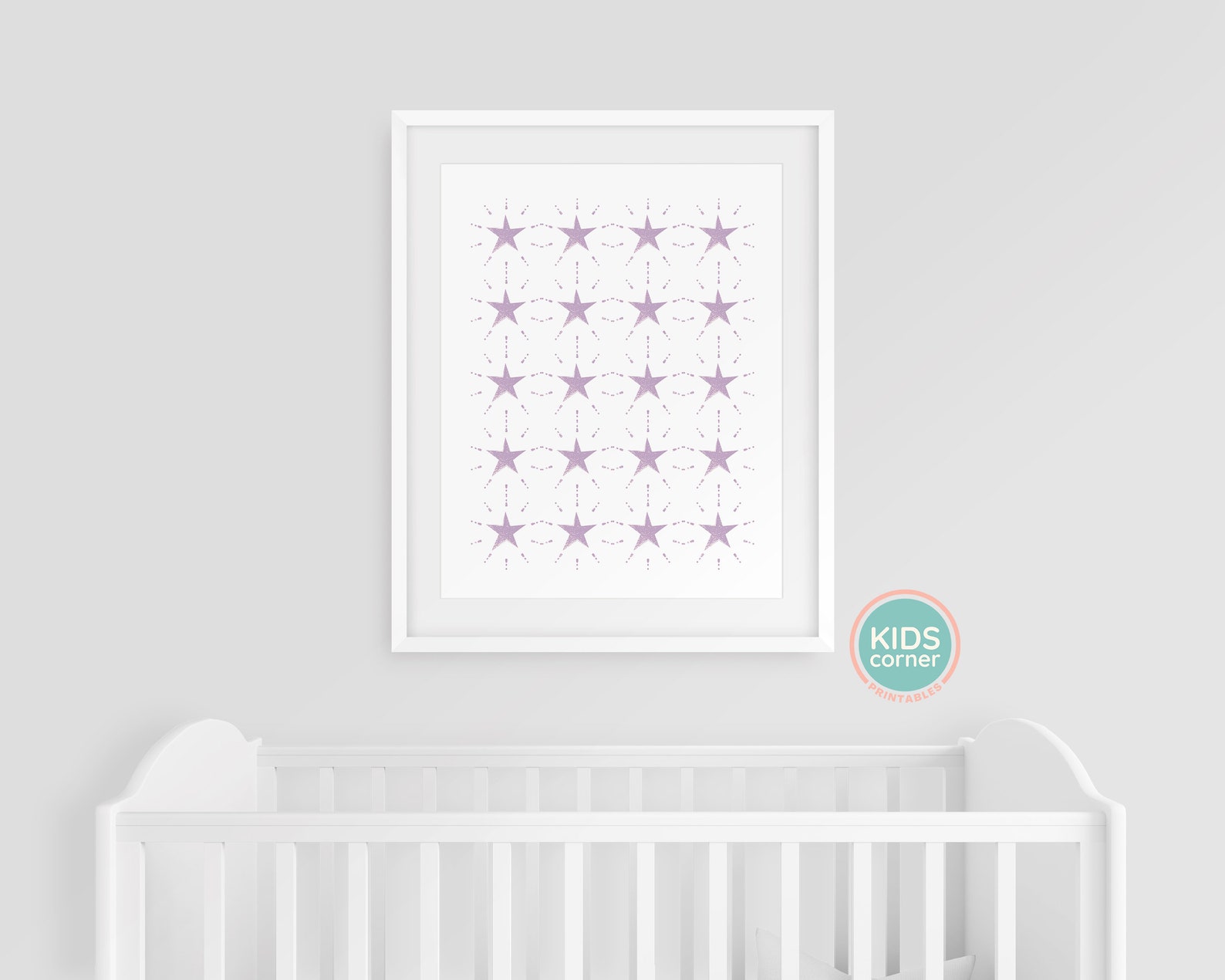 Purple Stars With Sparks Printable Wall Art, Nursery Decor Playroom ...