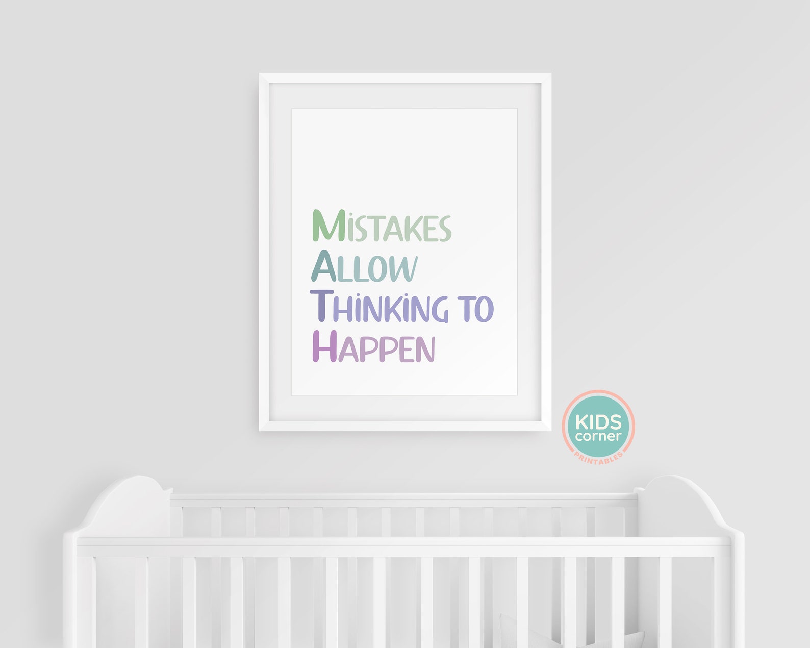 Mistakes Allow Thinking to Happen Print, Green Blue Purple Math ...