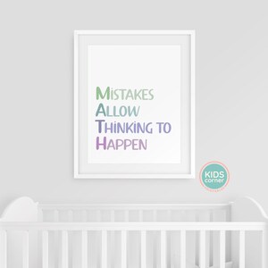 Mistakes Allow Thinking to Happen Print, Green Blue Purple Math ...