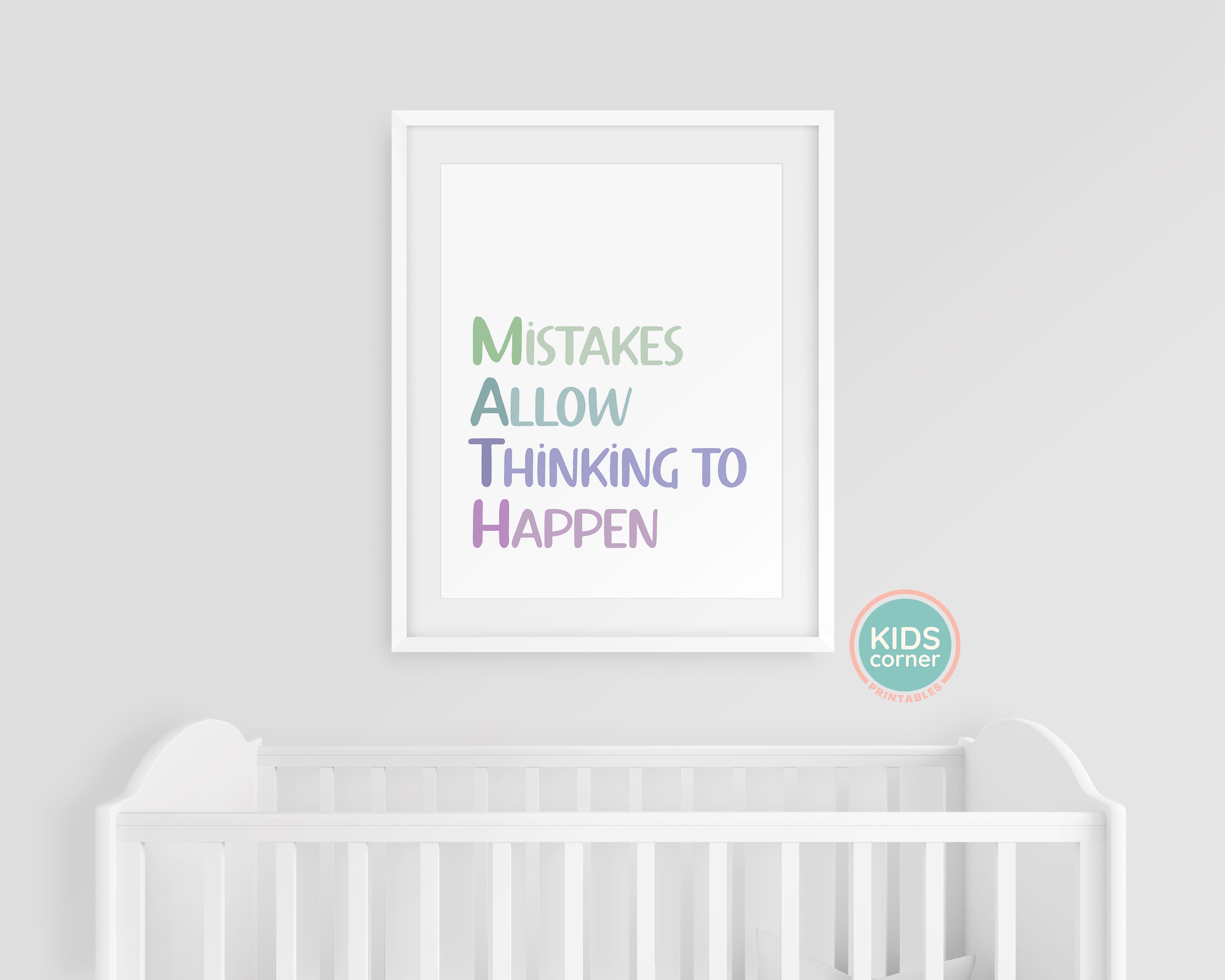 Mistakes Allow Thinking to Happen Print, Green Blue Purple Math ...
