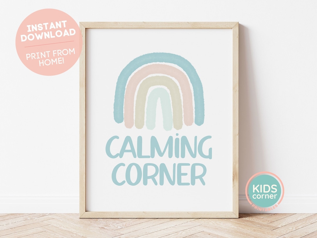 Calming Corner Rainbow Print, Boho Colors Printable Quote, Classroom ...