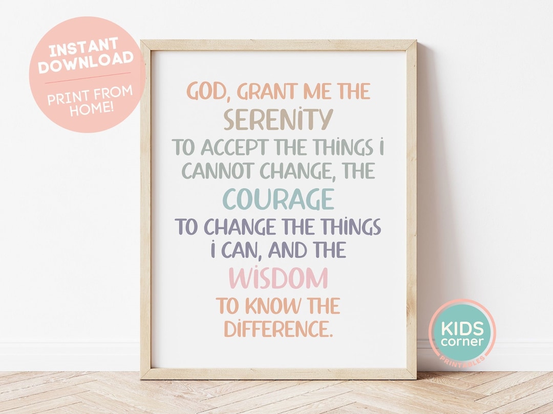 Serenity Prayer Printable, God, Grant Me the Serenity to Accept the ...