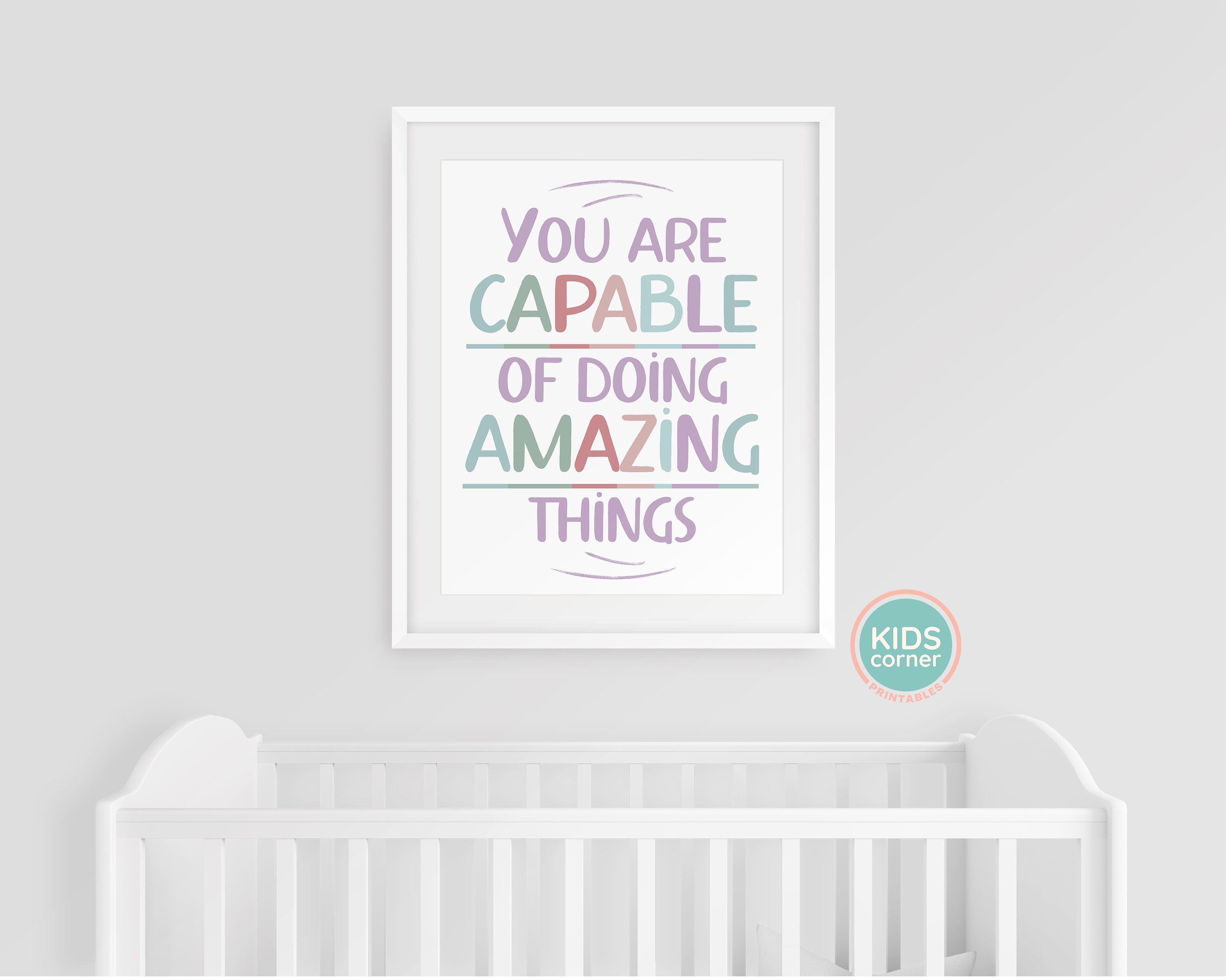 You Are Capable of Doing Amazing Things Print, Rainbow Word Art Decor ...