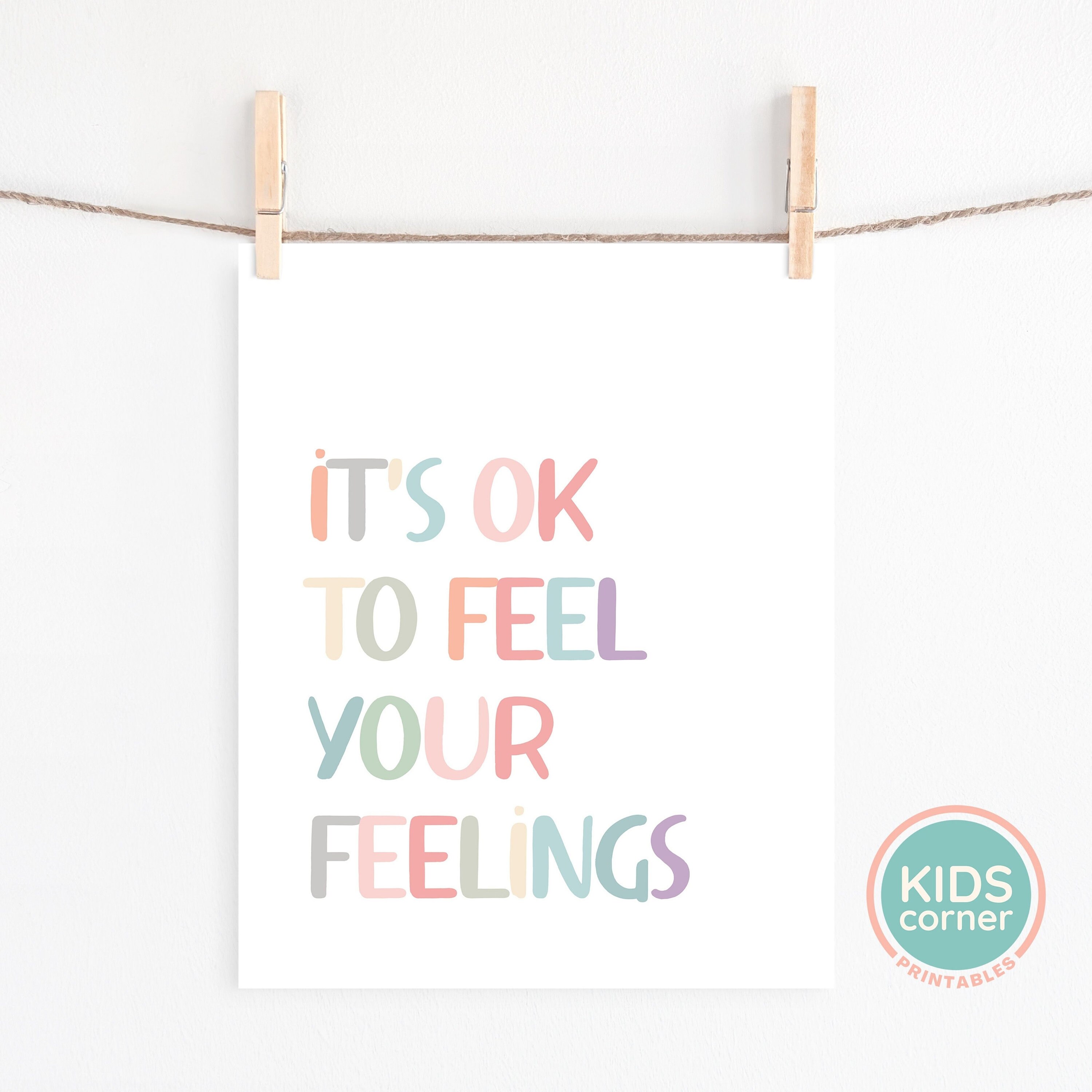 It's OK to Feel Your Feelings Print, Colorful Positive Decor, Kids ...