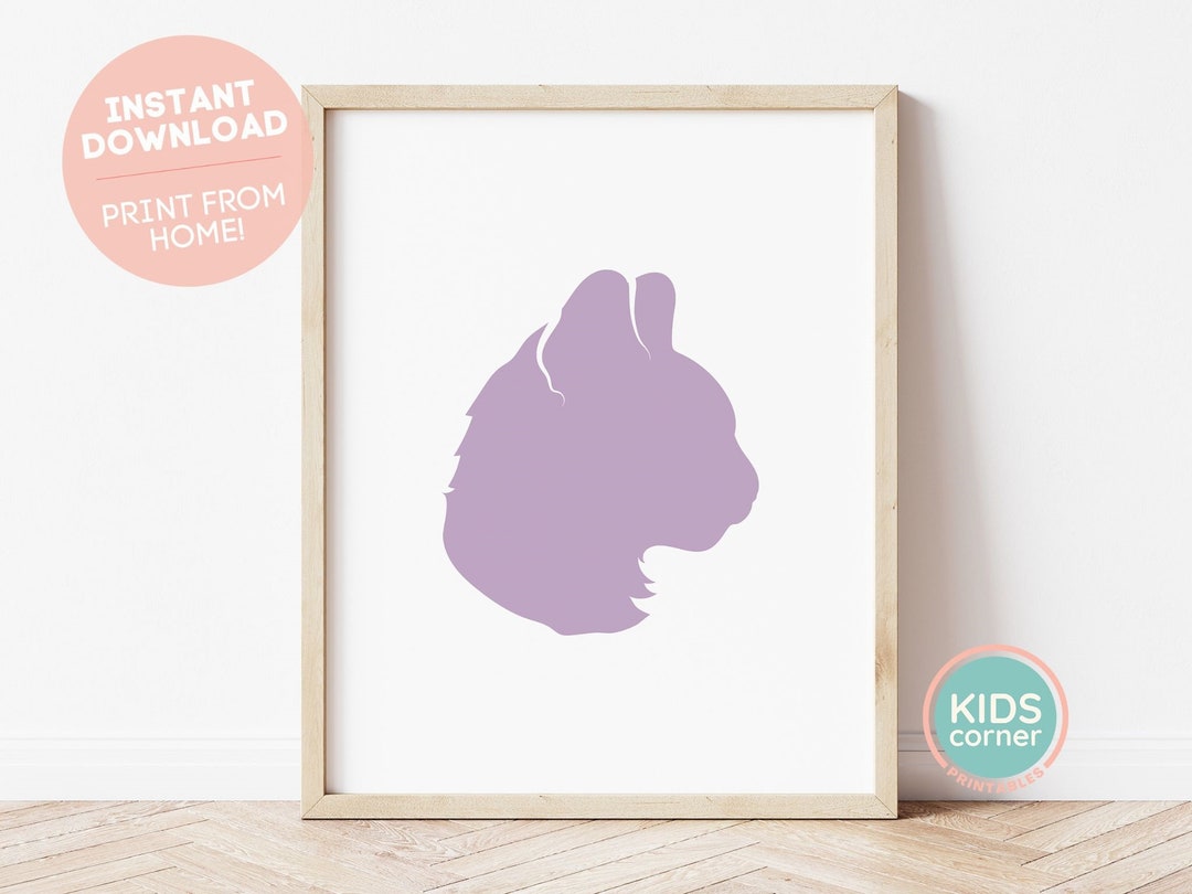 Purple Cat Print, Purple Kitty Poster, Cat Lovers Gift, Cat Poster ...
